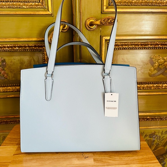 Coach | Bags | Coach Tatum Leather Large Powder Blue Handbag Purse Nwt ...